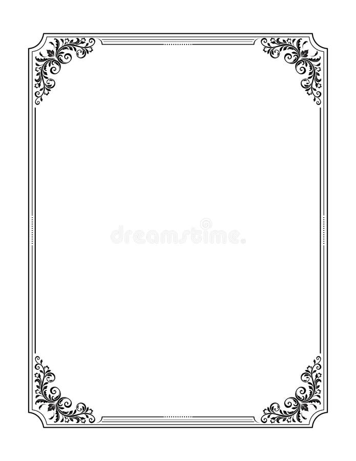Rectangular Black Frame with Filigree Swirls Vector Clipart Stock ...
