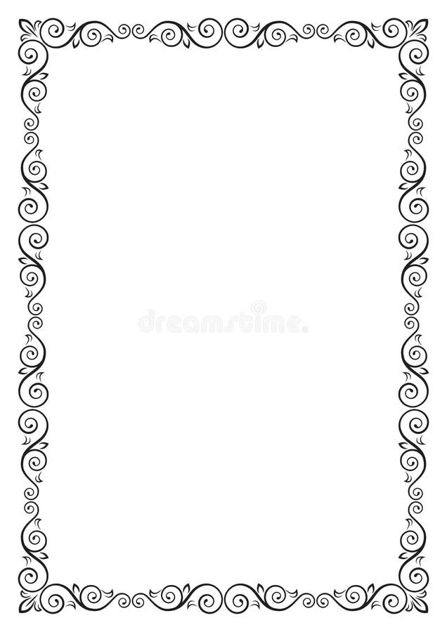 Ornate Rectangular Black Frame for Page Decoration, Title, Card, Label ...