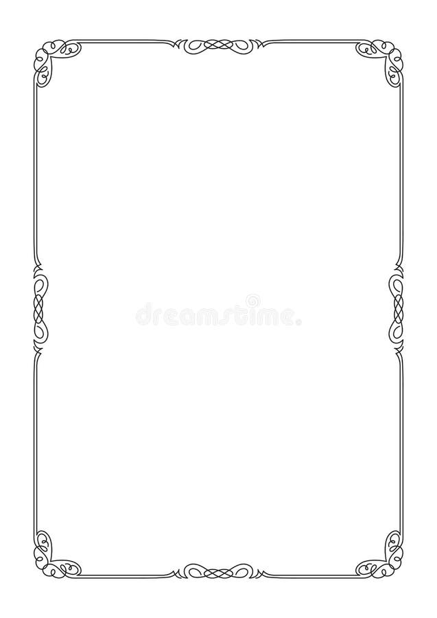 Ornate Rectangular Black Frame, A4. Stock Vector - Illustration of ...