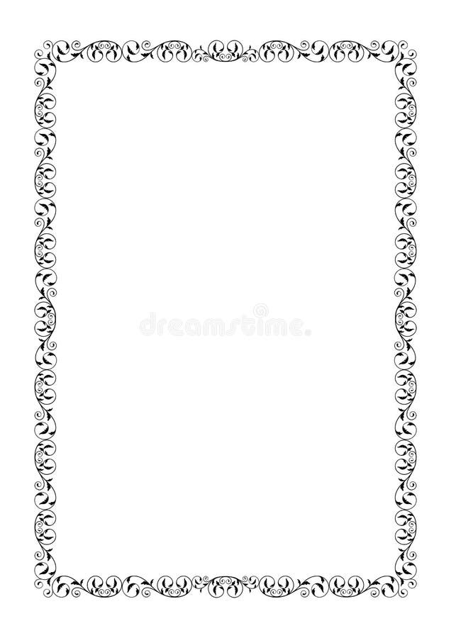 Ornate Rectangular Black Frame, A4. Stock Vector - Illustration of page ...