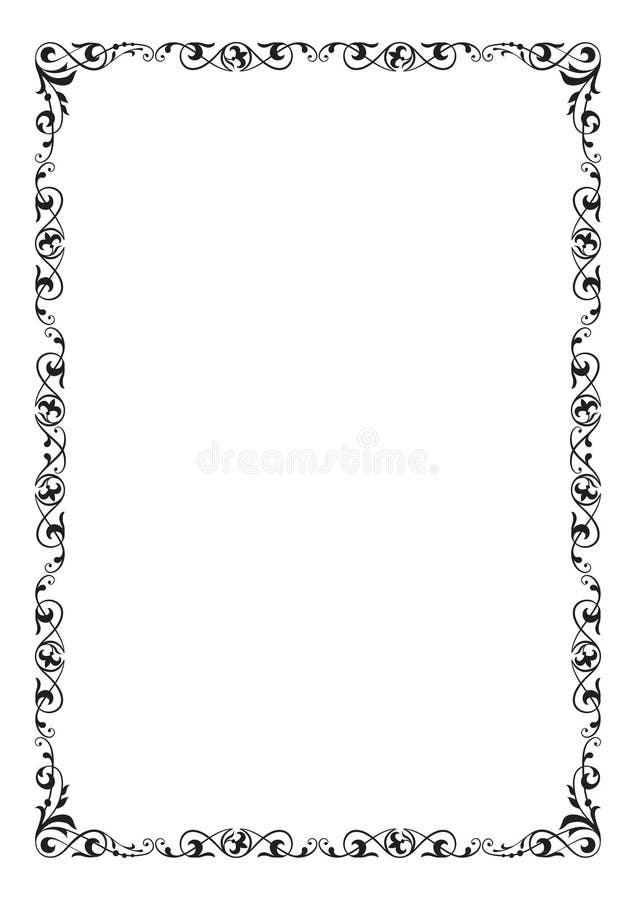 Ornate Rectangular Black Frame, A4. Stock Vector - Illustration of ...