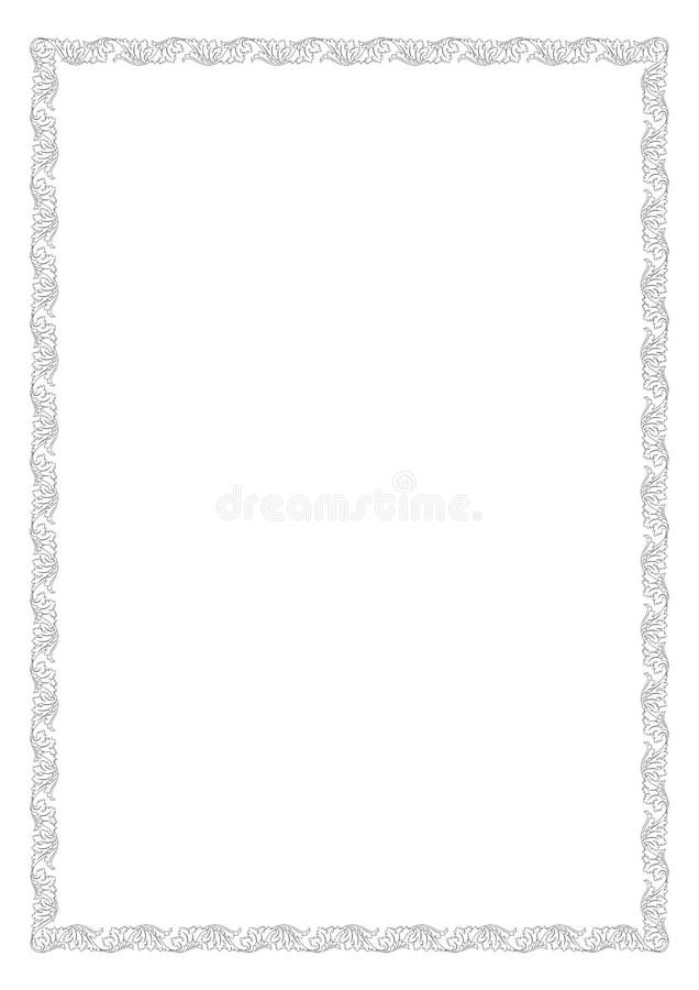 Ornate Rectangular Black Frame, A4. Stock Vector - Illustration of ...