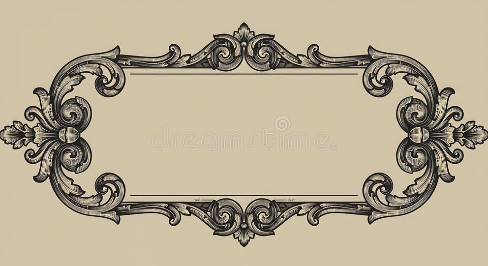 Ornate Rectangular Frame Featuring Intricate Floral and Scroll Motifs ...