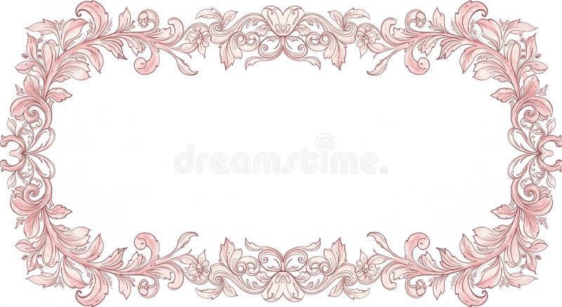 Ornate Rectangular Frame Featuring Intricate, Symmetrical Floral and ...