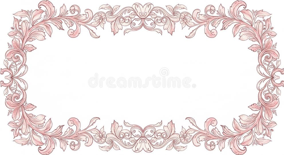 Ornate Rectangular Frame Featuring Intricate, Symmetrical Floral and ...