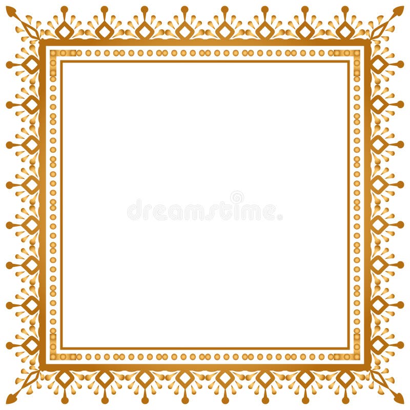 Golden Vintage Wedding Invitation Card Islamic Page Certificate Border Line Pattern Illustration ...