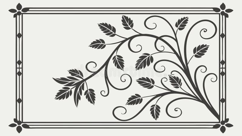 Ornate Rectangular Frame Illustration with an Elegant Floral Vine ...