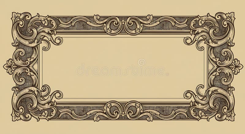 Ornate Rectangular Frame with Intricate, Swirling Rococo-style Designs ...