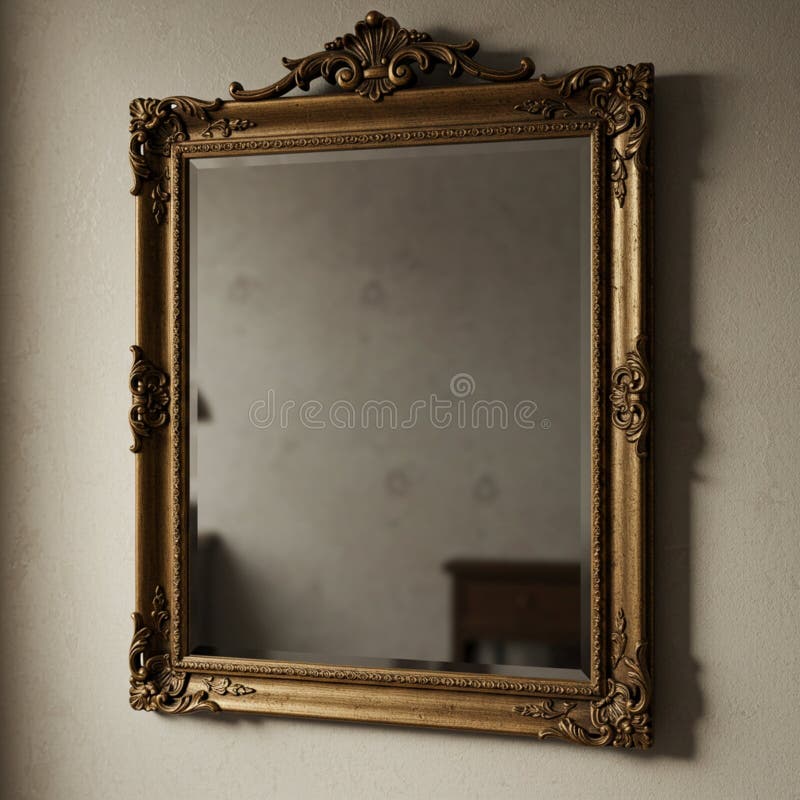 Ornate Rectangular Mirror with an Elaborately Carved Gold Frame ...
