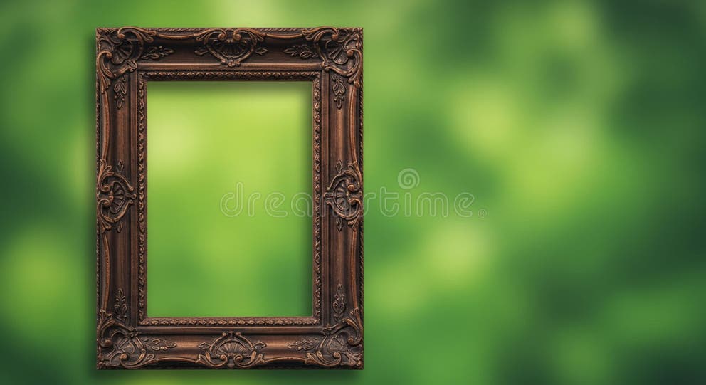 Ornate Rectangular Wooden Frame with Intricate Carvings and Decorative ...