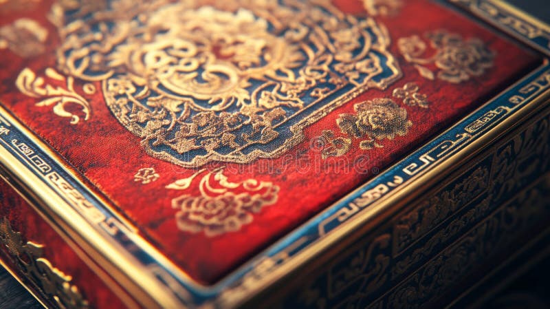 Ornate Red Box with Gold and Blue Detailing Stock Illustration ...