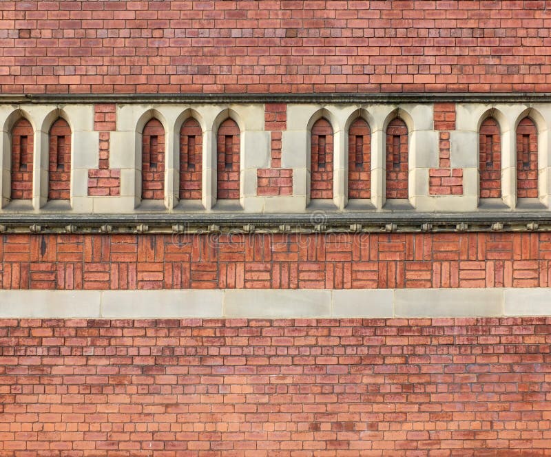 Ornate Red Brick Wall Built with Complex Patterns and Gothic Style ...
