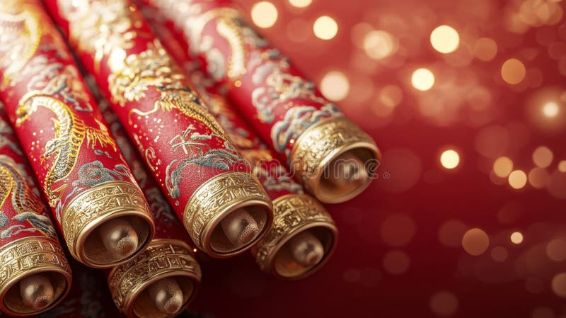Ornate Red Dragon Firecrackers Celebrate Festive Occasion Stock ...