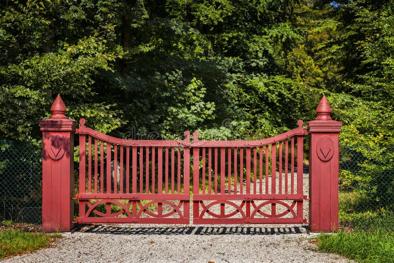 Ornate red gate stock photo. Image of entrance, drive - 71407280