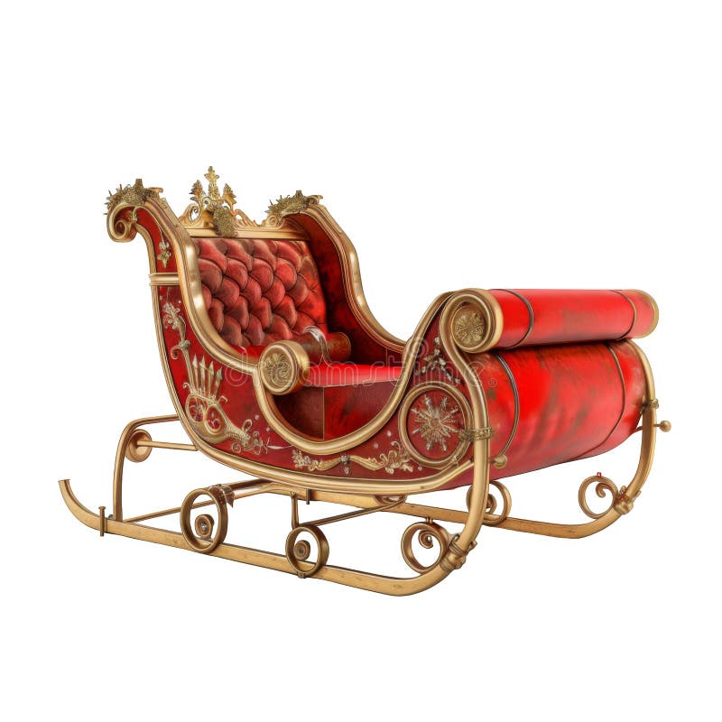Ornate Red and Gold Christmas Sleigh with Ornate Details Stock Photo ...