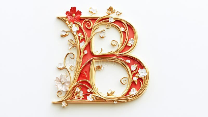 Ornate Red and Gold Floral Letter B Stock Illustration - Illustration ...