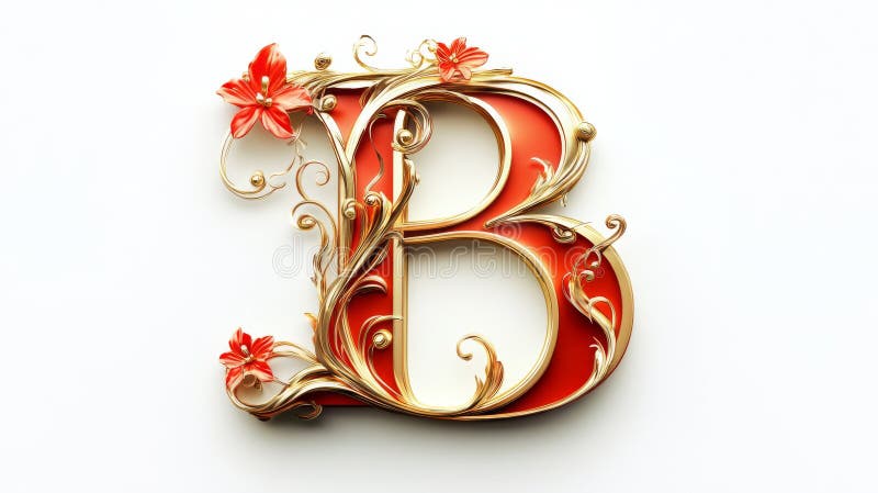 Ornate Red and Gold Floral Letter B Stock Illustration - Illustration ...