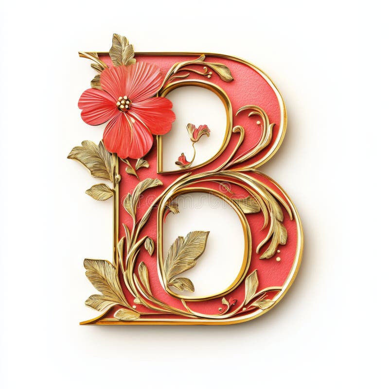 Ornate Red and Gold Floral Letter B Stock Illustration - Illustration ...
