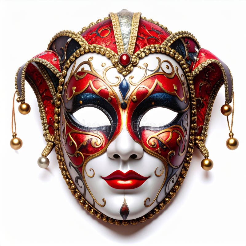 Ornate Red and Gold Venetian Carnival Mask Stock Illustration ...