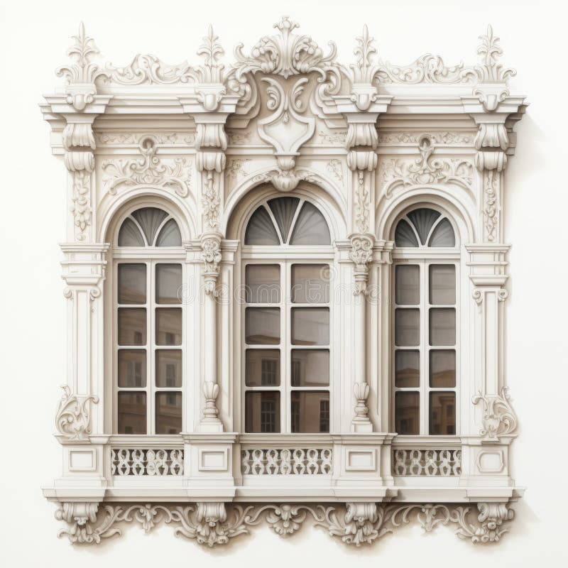 Ornate Renaissance Window: 3d Model for Realistic Rendering Stock Image ...