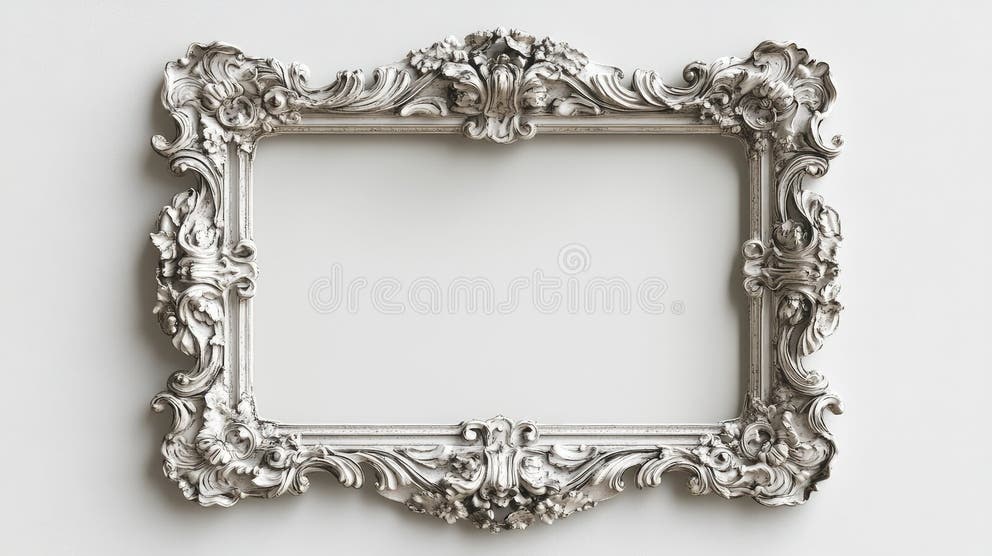 Ornate Rococo Frame Mock-Up Isolated on White Stock Image - Image of ...