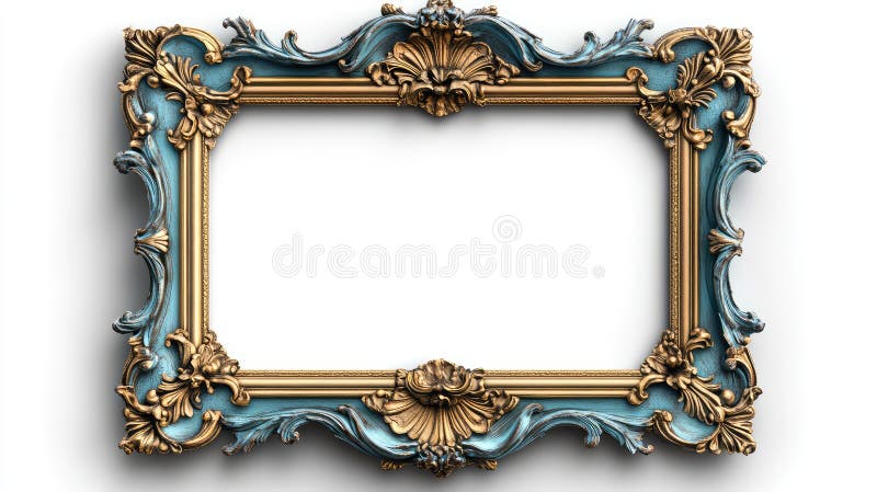 Ornate Rococo Frame Mock-Up Isolated on White Stock Image - Image of ...