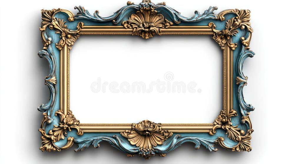 Ornate Rococo Frame Mock-Up Isolated on White Stock Image - Image of ...