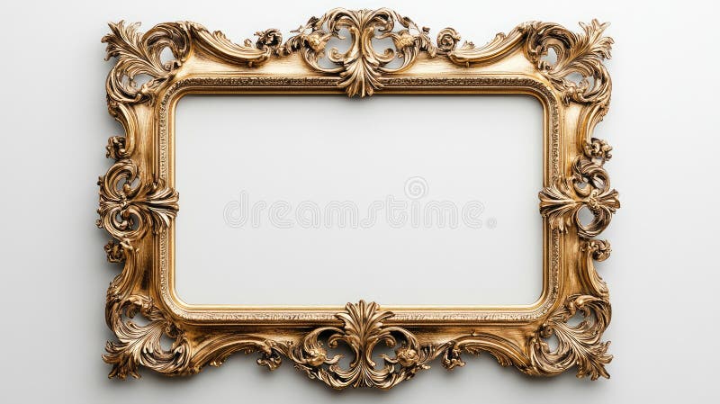 Ornate Rococo Frame Mock-Up Isolated on White Stock Photo - Image of ...