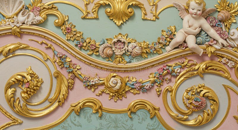 Ornate Rococo-style Decor Featuring Elaborate Gold Scrollwork ...