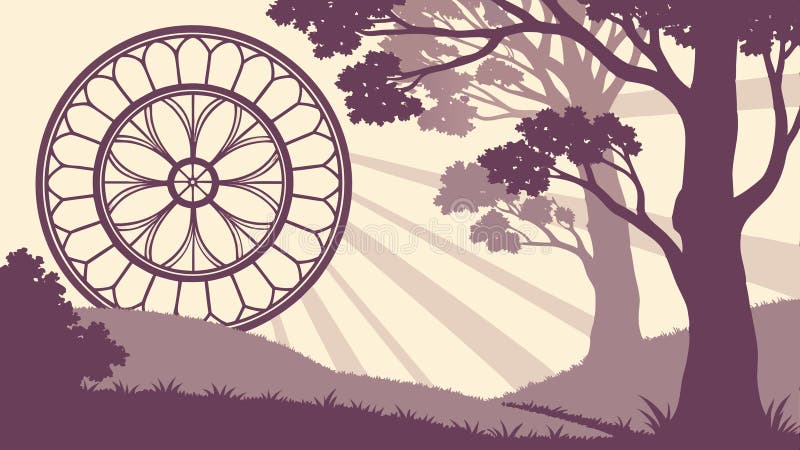 Ornate Rose Window in a Sunlit Landscape, Vector Design Generative AI ...