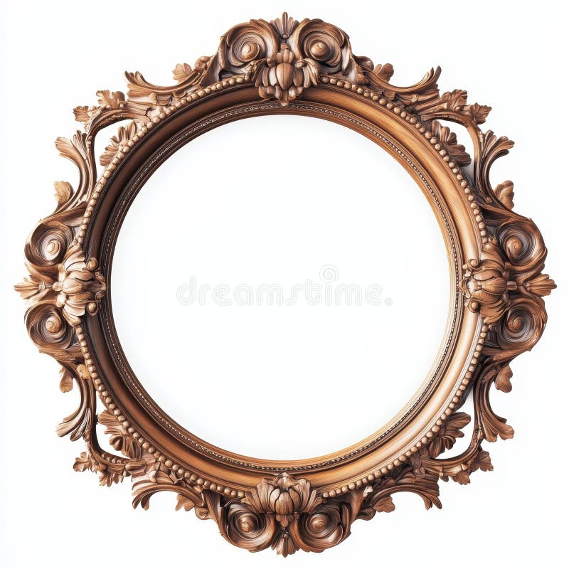 Ornate Round Mirror Frame with Intricate Floral Designs, Empty for ...