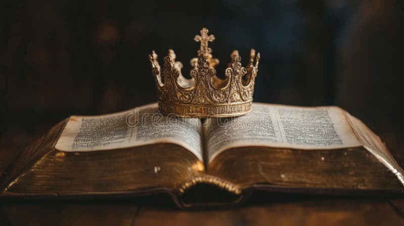 An Ornate Royal Crown Beautifully Placed on an Antique Open Book ...