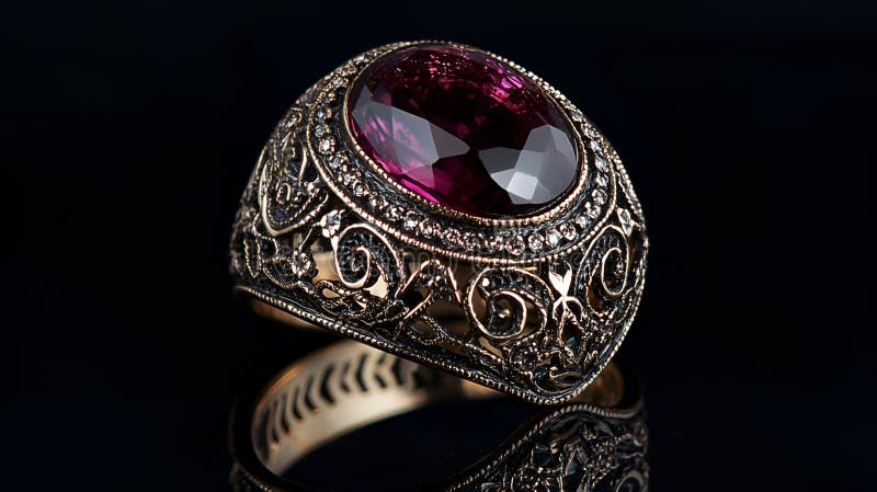 Ornate Ruby Ring, Black Background, Jewelry Photography, E-commerce ...