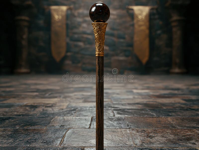Ornate Scepter on Dark Background Stock Illustration - Illustration of ...