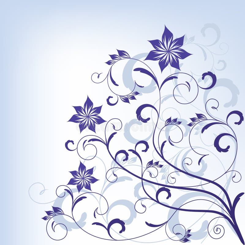 Artistic Scroll Blue Floral Design Stock Vector - Illustration of decor ...