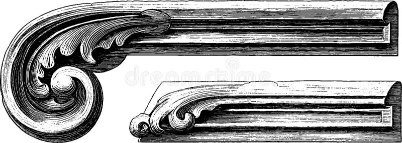 Ornate Scroll and Lettering Edges Engraving for Decorative Design Stock ...