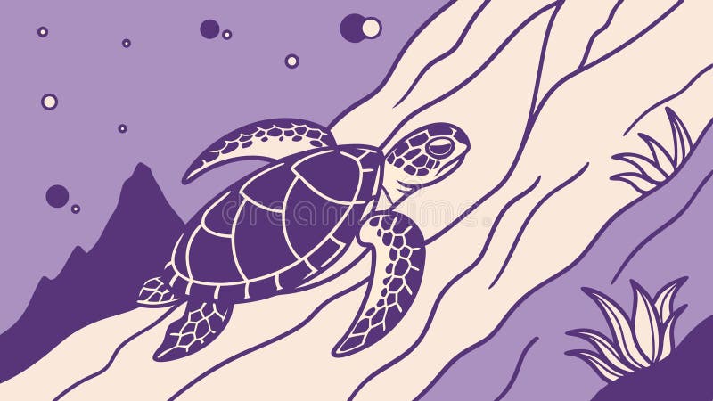 Ornate Sea Turtle Ascending a Mountain, Abstract Design, Vector Design ...