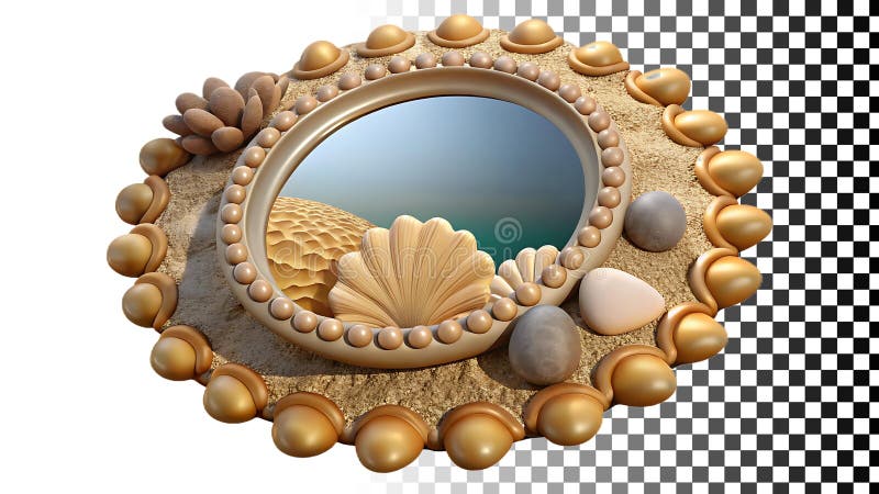 Ornate Seashell Mirror Decorative Wall Accent and Coastal Decor Png ...