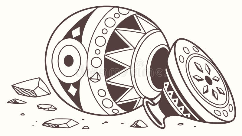 Ornate Shattered Vase with Scattered Broken Pieces, Vector Design ...