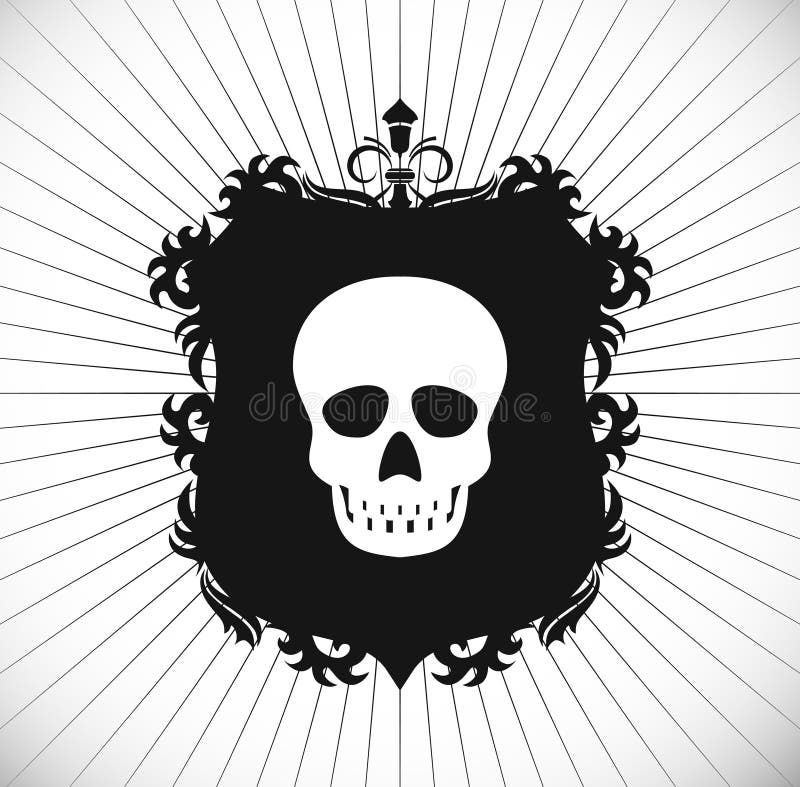 Ornate shield with scull stock vector. Illustration of emblem - 201103046