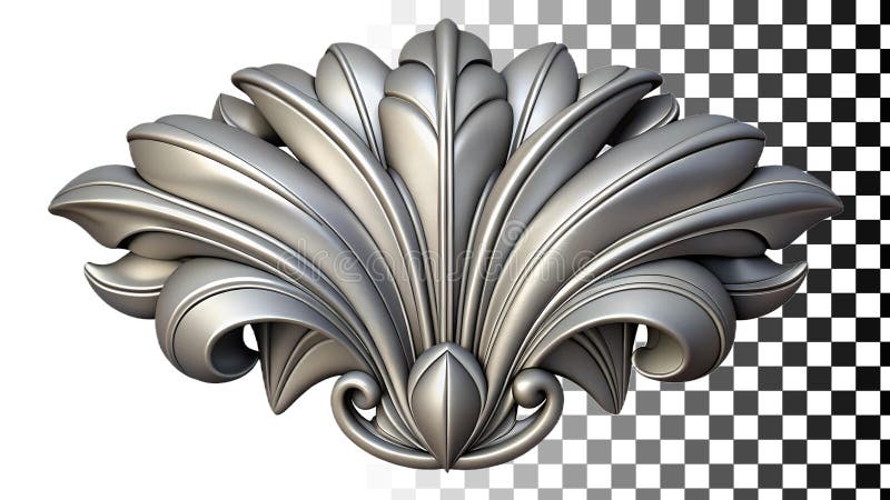 Ornate Silver Acanthus Leaf Scrollwork Decorative Element Png ...