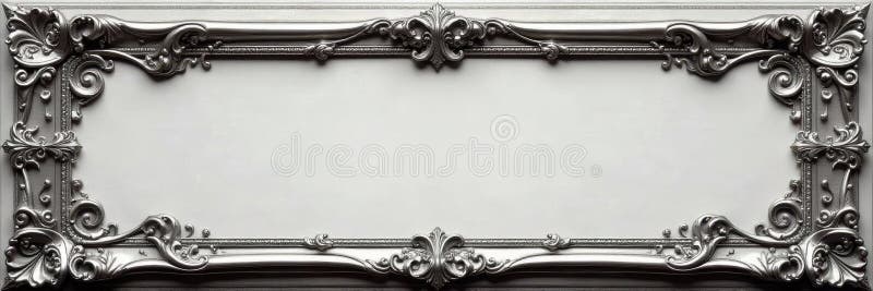 Ornate Silver Baroque Frame, Swirling Scroll Details , Regal, Leaf ...