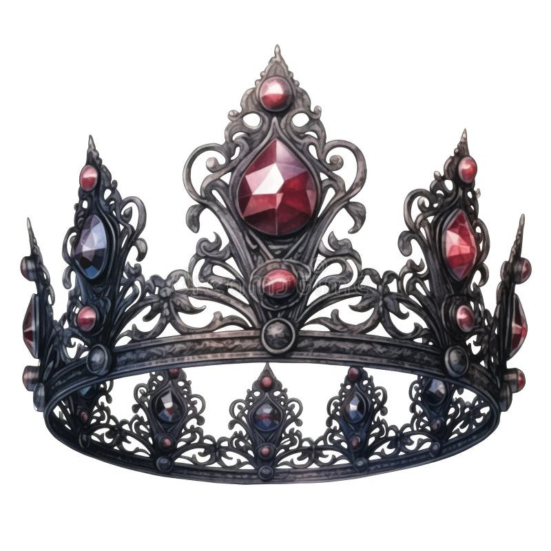Ornate Silver Crown with Red and Purple Gemstones Stock Photo ...