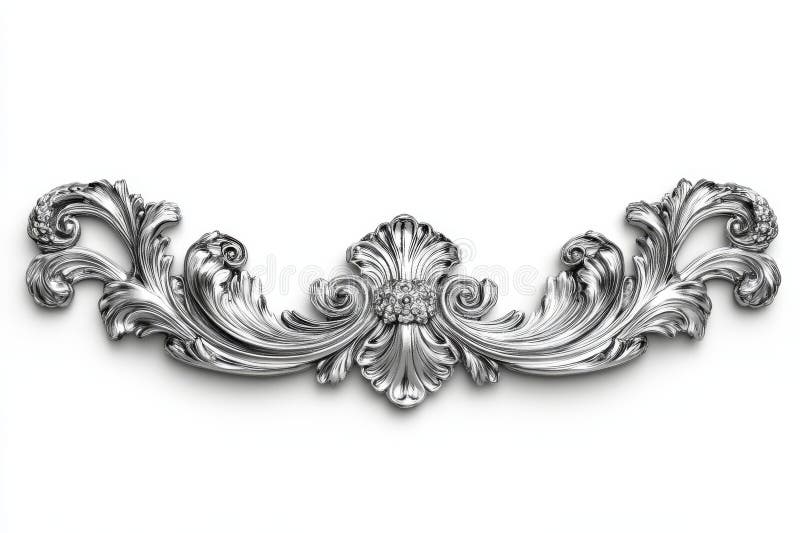 Ornate Silver Decoration. Vintage Embellished Image. Traditional Silver ...