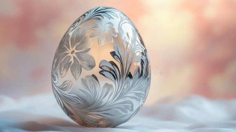 Ornate Silver Floral Design Easter Egg Stock Illustration ...