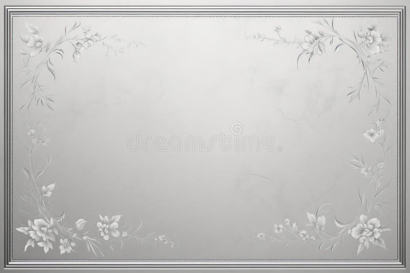 An Ornate Silver Frame with Flowers on it Stock Illustration ...