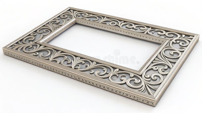 Ornate Silver Frame Rectangular Composition, Filigree Design, Elegant ...