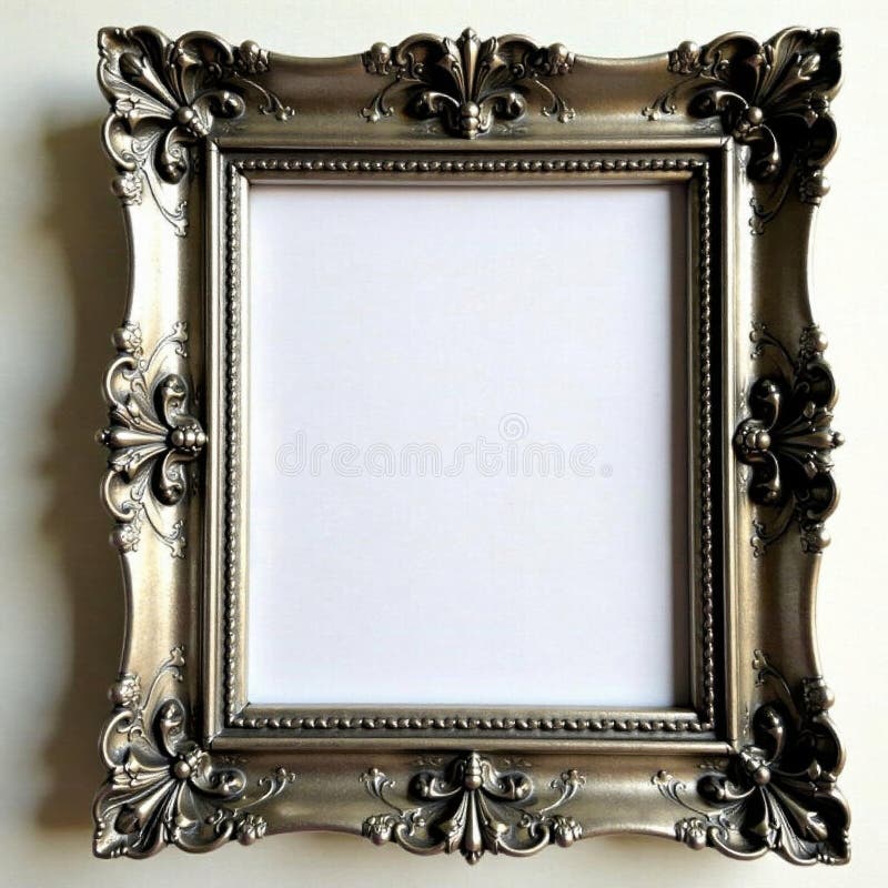 Ornate Silver Frame, Thin Black Border, White Mat, Black, Picture ...