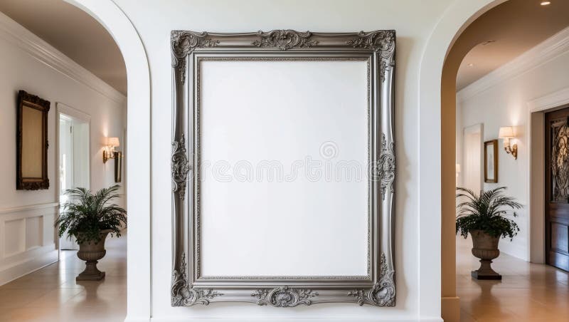 Ornate Silver Frame on White Wall in Grand Entrance Hall Stock ...