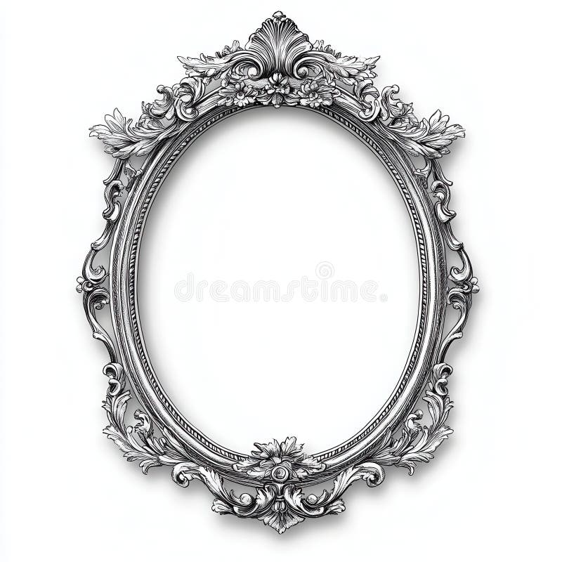 Ornate Silver Oval Picture Frame with Intricate Detailing, Designed for ...